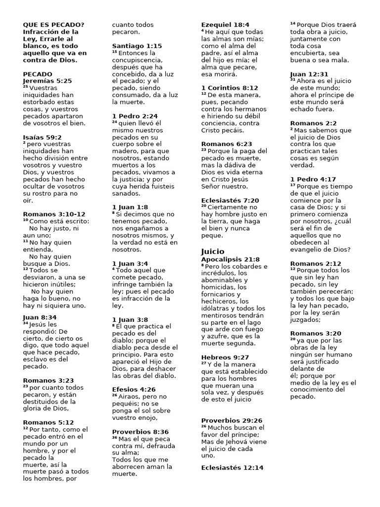 Versiculo Pecado y Juicio | PDF | Pecado | Epístola a los romanos