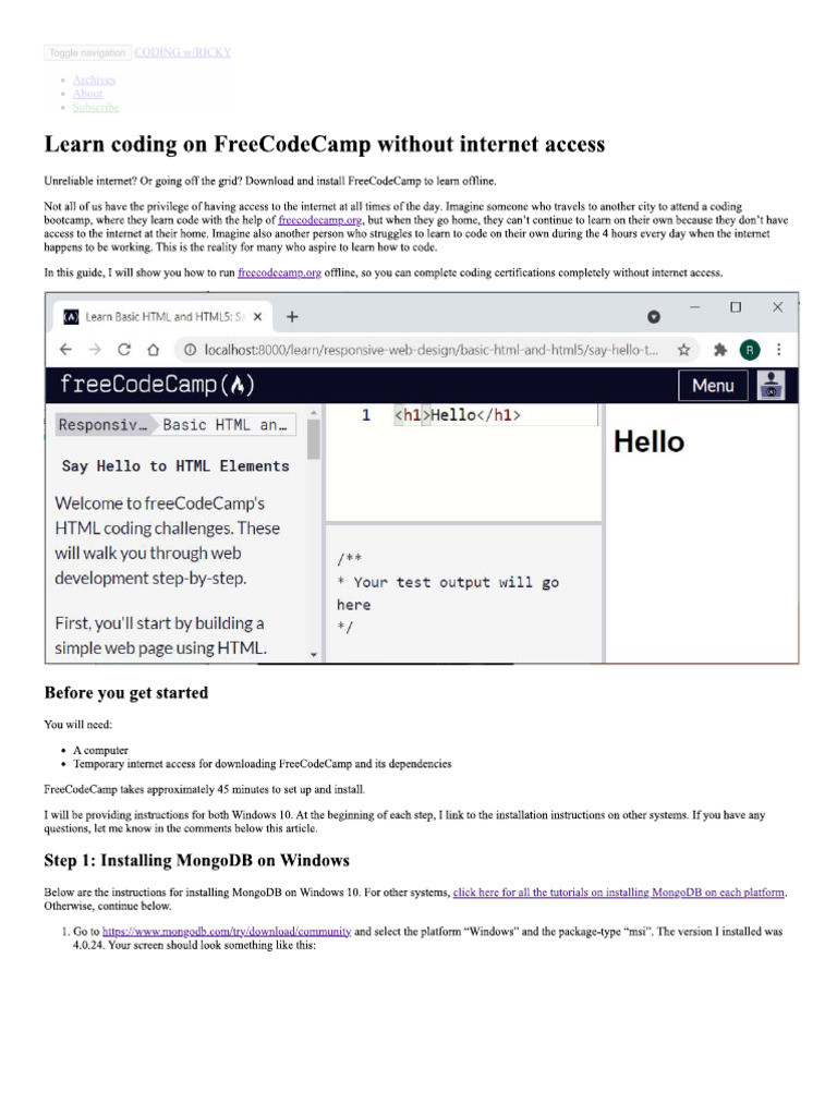 Freecodecamp Offline Instructions | PDF