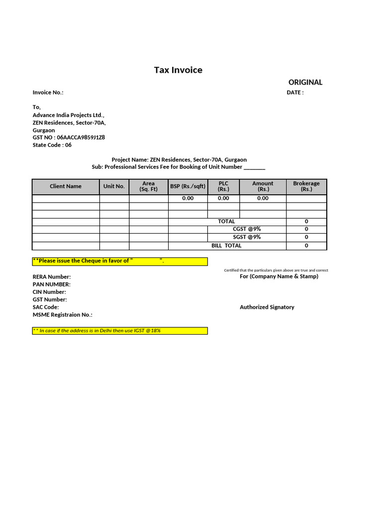 BROKER BILL - FORMAT (Residential) | PDF | Bharatiya Janata Party ...