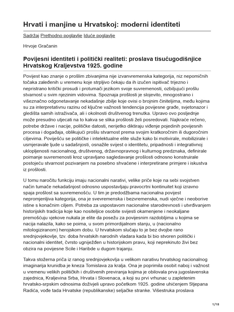 Hrvati i Manjine u Hrvatskoj Moderni Identiteti | PDF