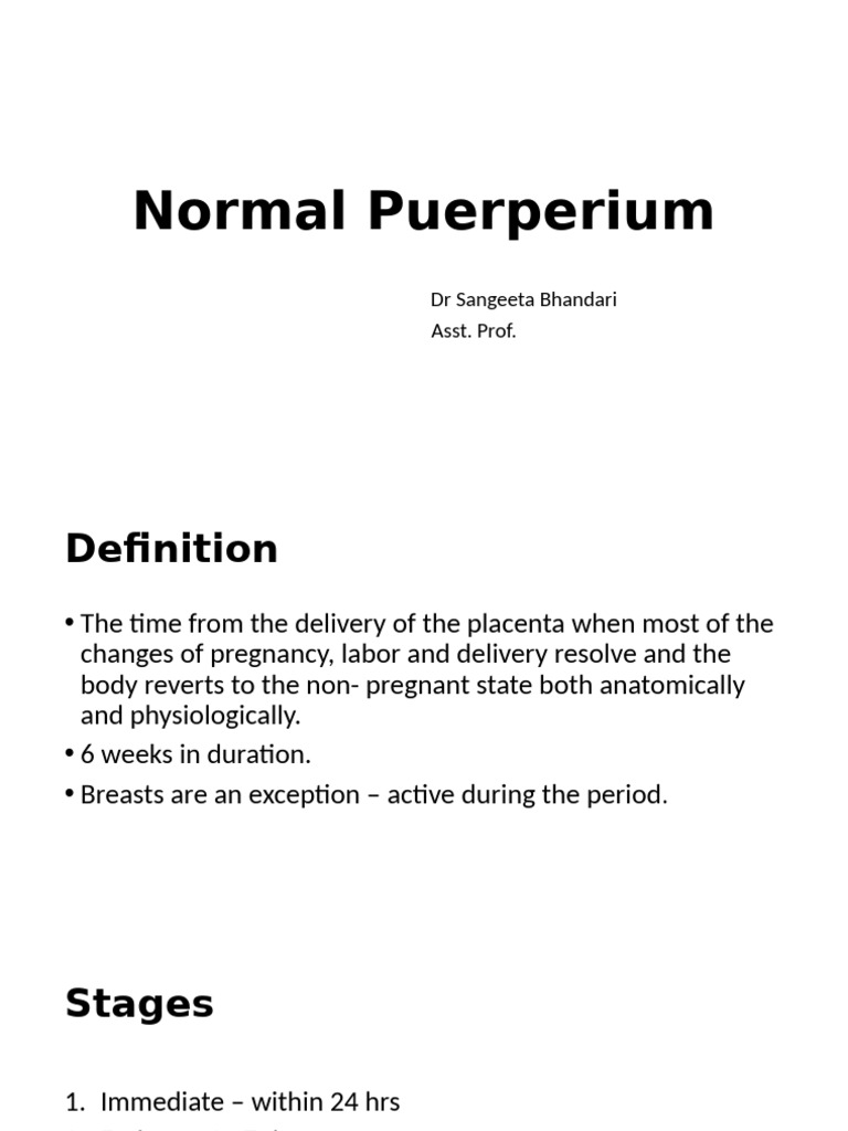 Normal Puerperium | PDF | Postpartum Period | Uterus