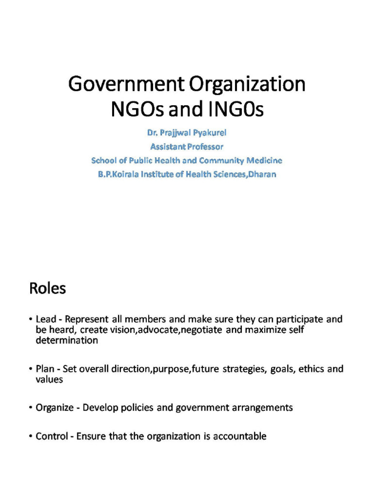 Government Organization, NGOs and INGOs | PDF