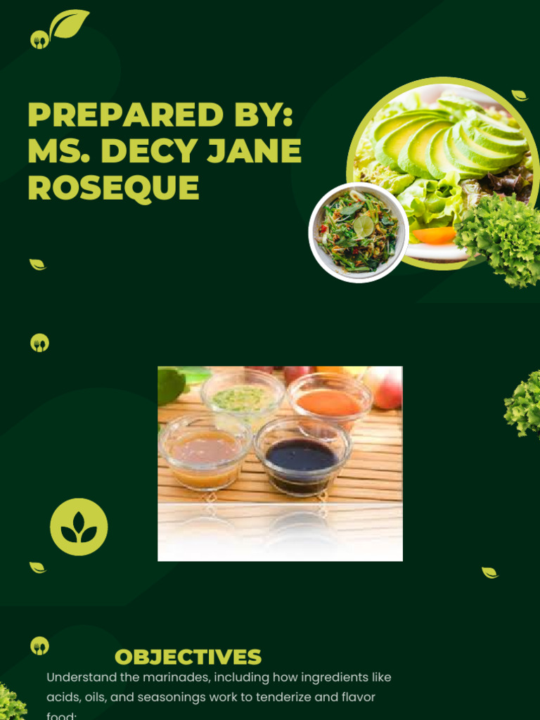 Tle 10 Presentation Week 3 Q 4 Pdf Marination Cooking