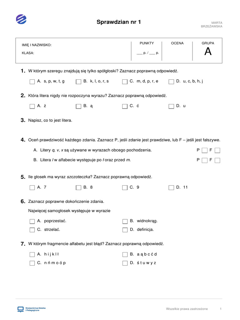 Sprawdzian-nr-1-Dla-ucznia-20250305-095656 | PDF