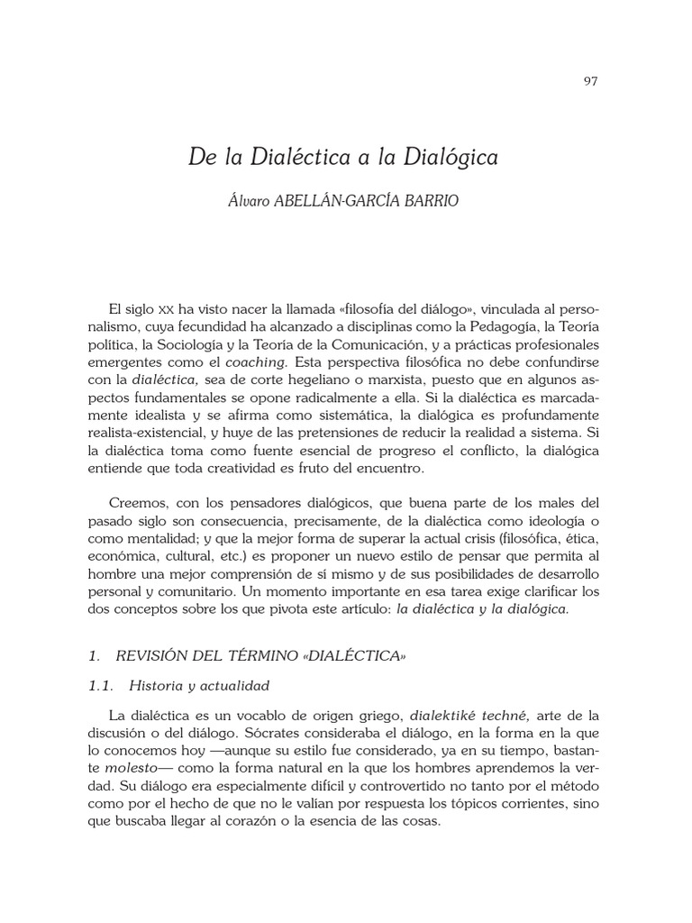 Dialéctica vs. Dialógica: Un Análisis Filosófico | PDF | Dialéctico ...