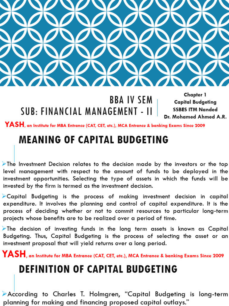 Ch. 1 Capital Budgeting | PDF | Net Present Value | Discounted Cash Flow