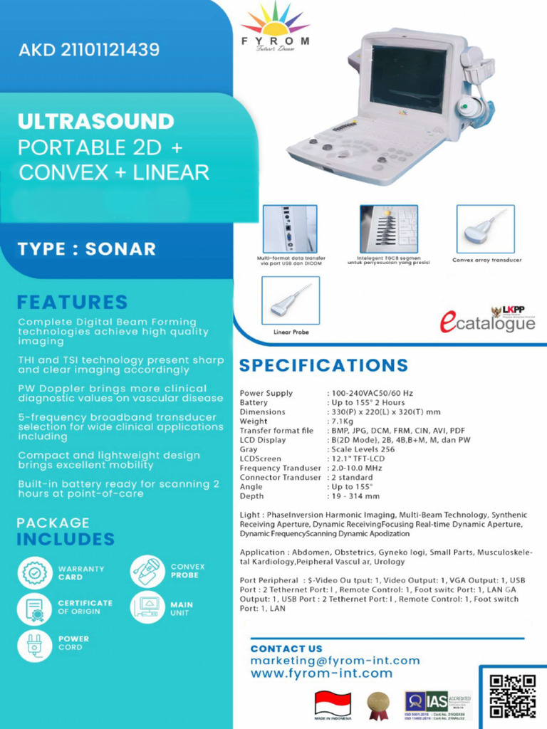 Brosur - Ultrasound Portable 2D + Convex Probe + Linear | PDF