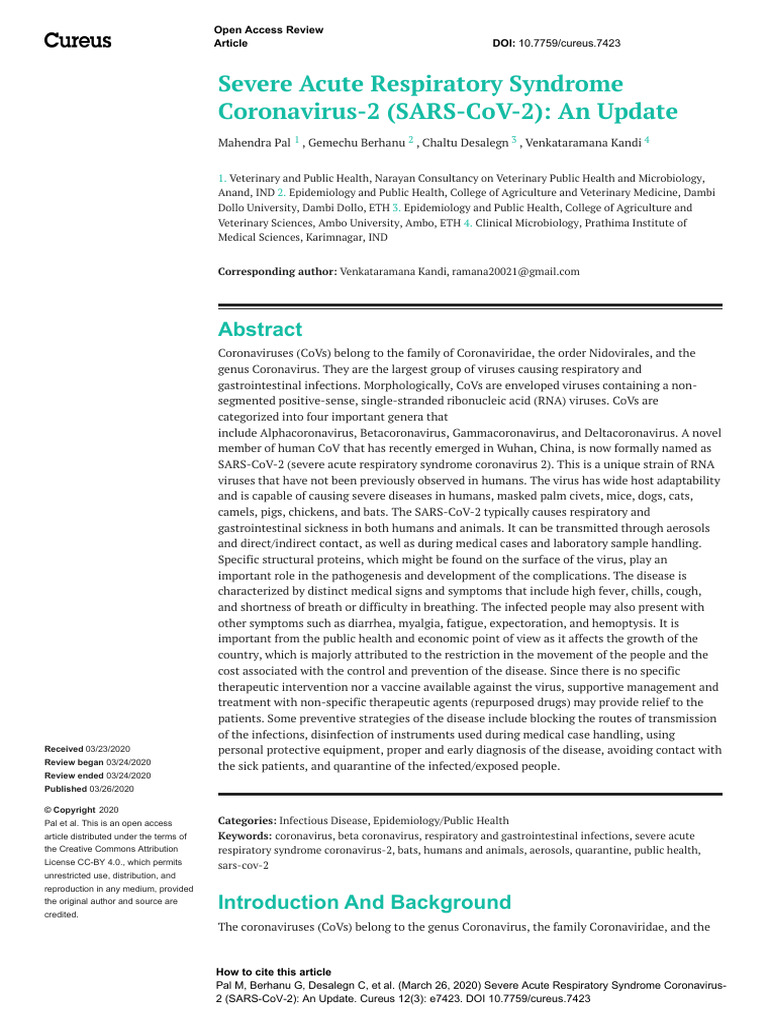 Mahendra Pal Severe Acute Respiratory Syndrome | PDF | Virus | Infection