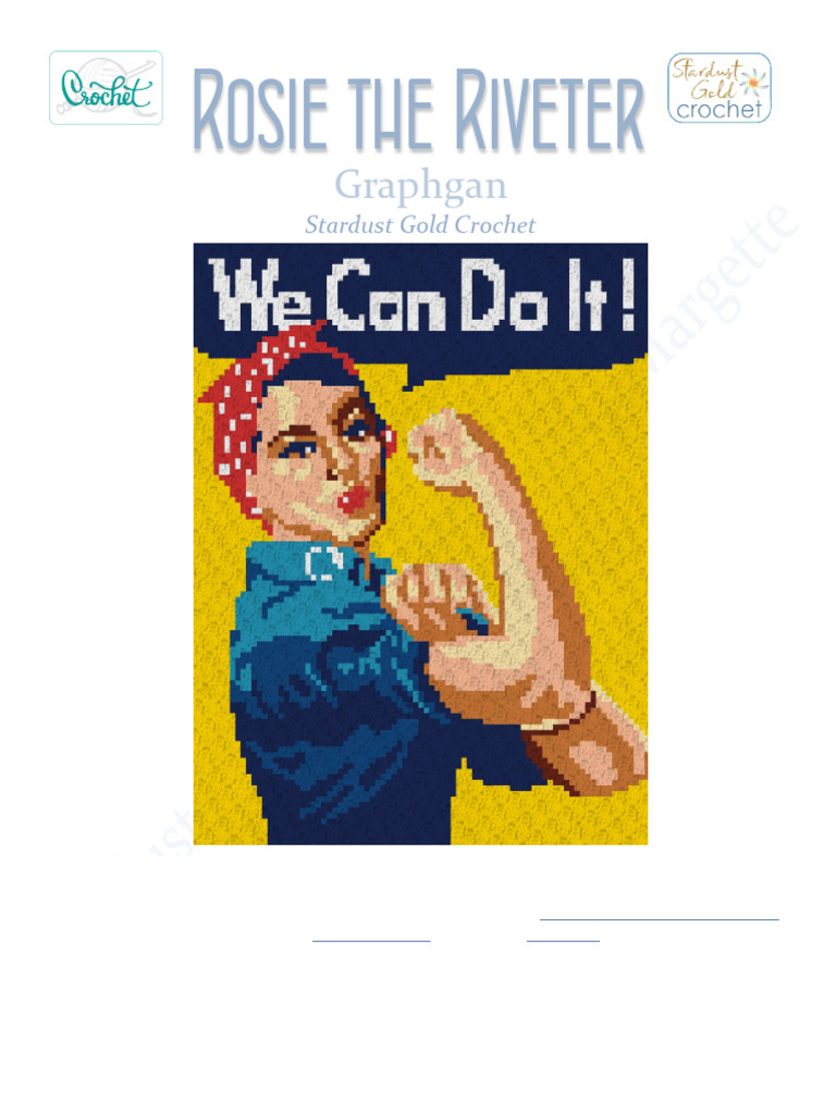 Rosie The Riveter Graph - Written - StardustGold | PDF | Crochet | Yarn