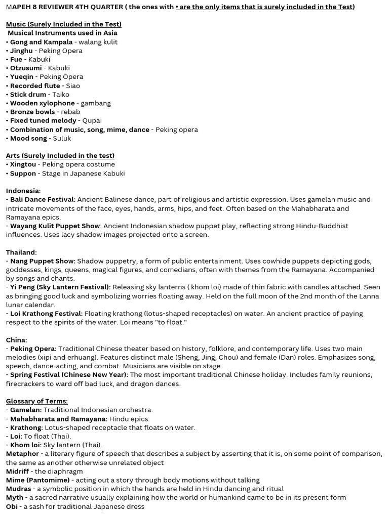 MAPEH 8 4th Quarter Test Review Guide | PDF | Tobacco Smoking | Addiction