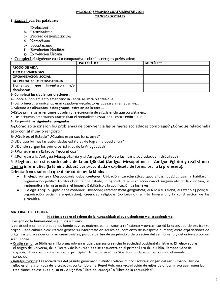 Módulo 2do Cuatrimestre Sociales (1) | PDF | Mesopotamia | Antiguo Egipto
