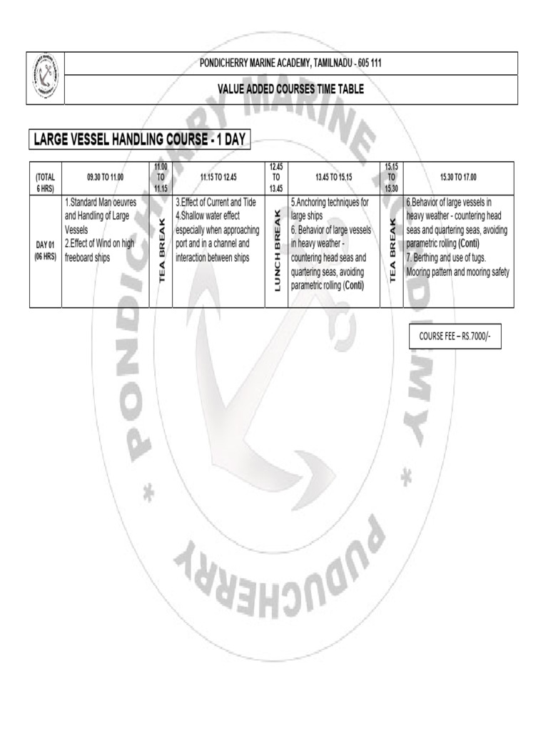 Pma - Value Added Courses - Time Table | PDF