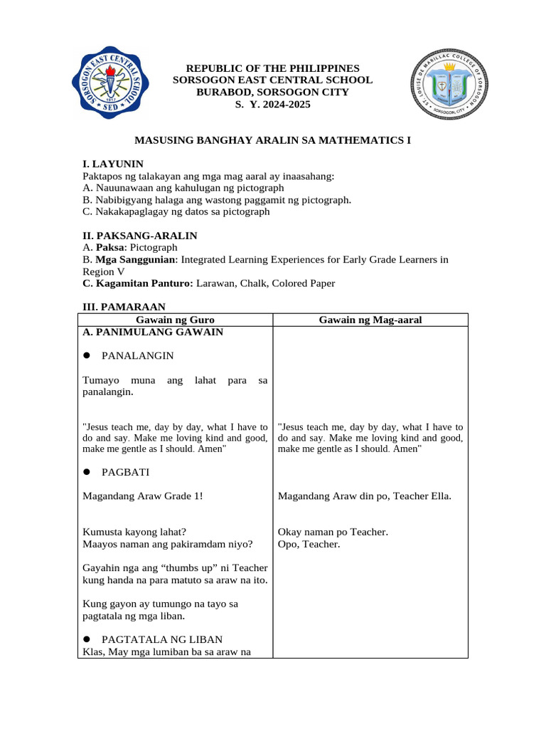 Grade 1 - Math DLP | PDF