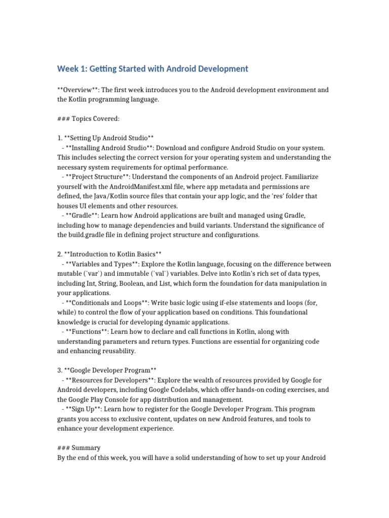 Android_Developer_Virtual_Internship_Week_1 | PDF | Android (Operating System) | Software ...