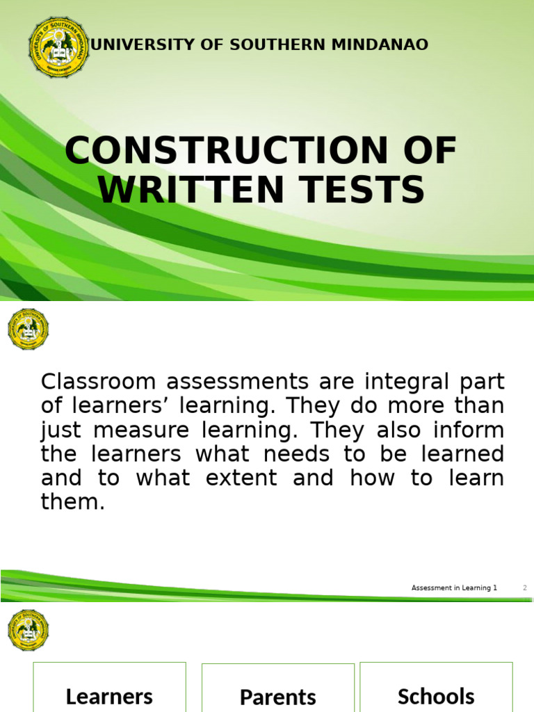 Guidelines for Constructing Written Tests | PDF | Educational ...