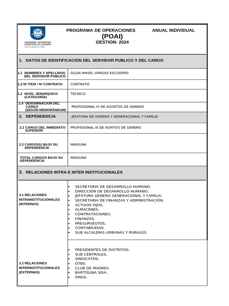 POAI 2024: Profesional IV Asuntos de Género | PDF | Creación de ...