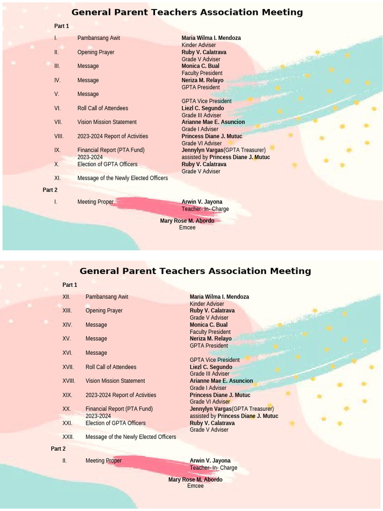 General Parent Teachers Association Meeting | PDF