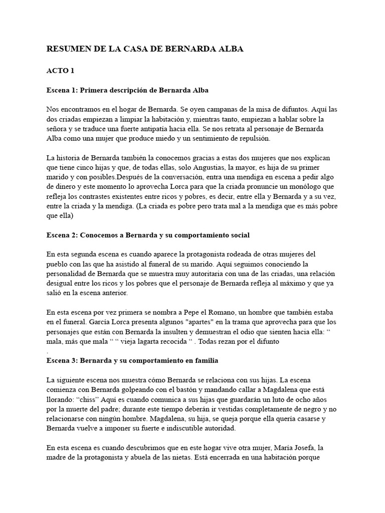 Resumen de La Casa de Bernarda Alba | PDF