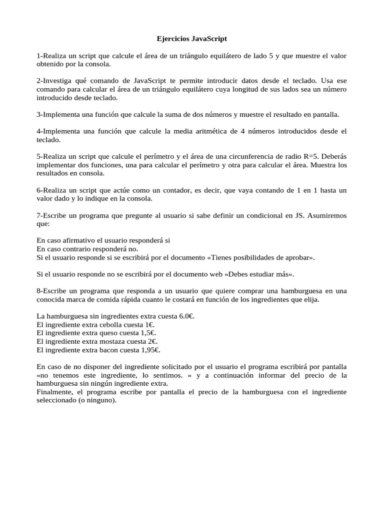 Ejercicios JS | PDF