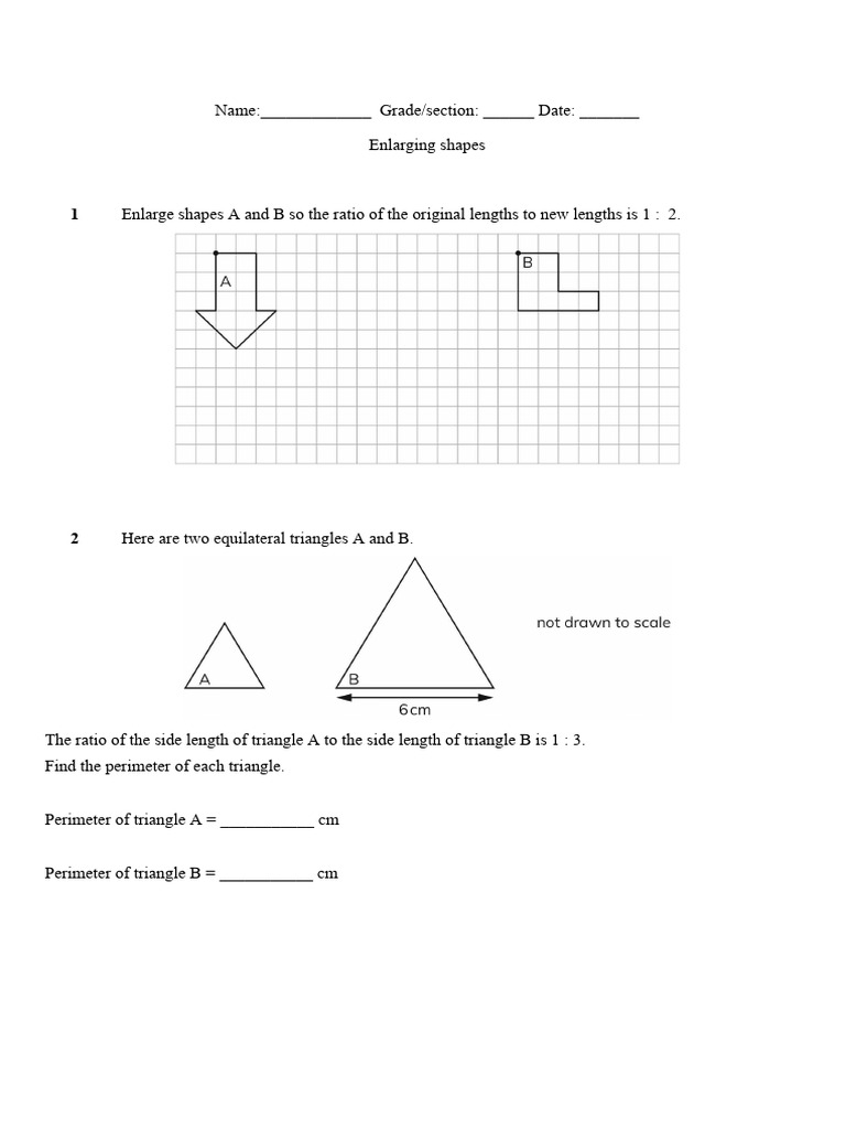Grade 6 - Enlarging Shapes | PDF