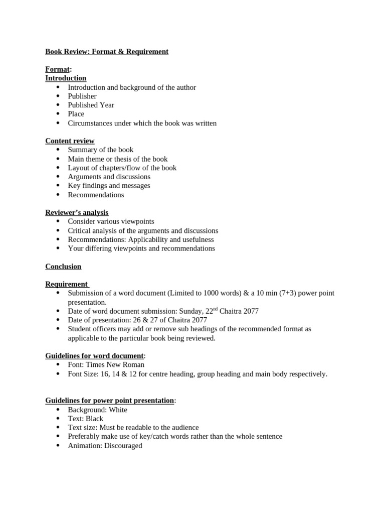 Book Review Format | PDF