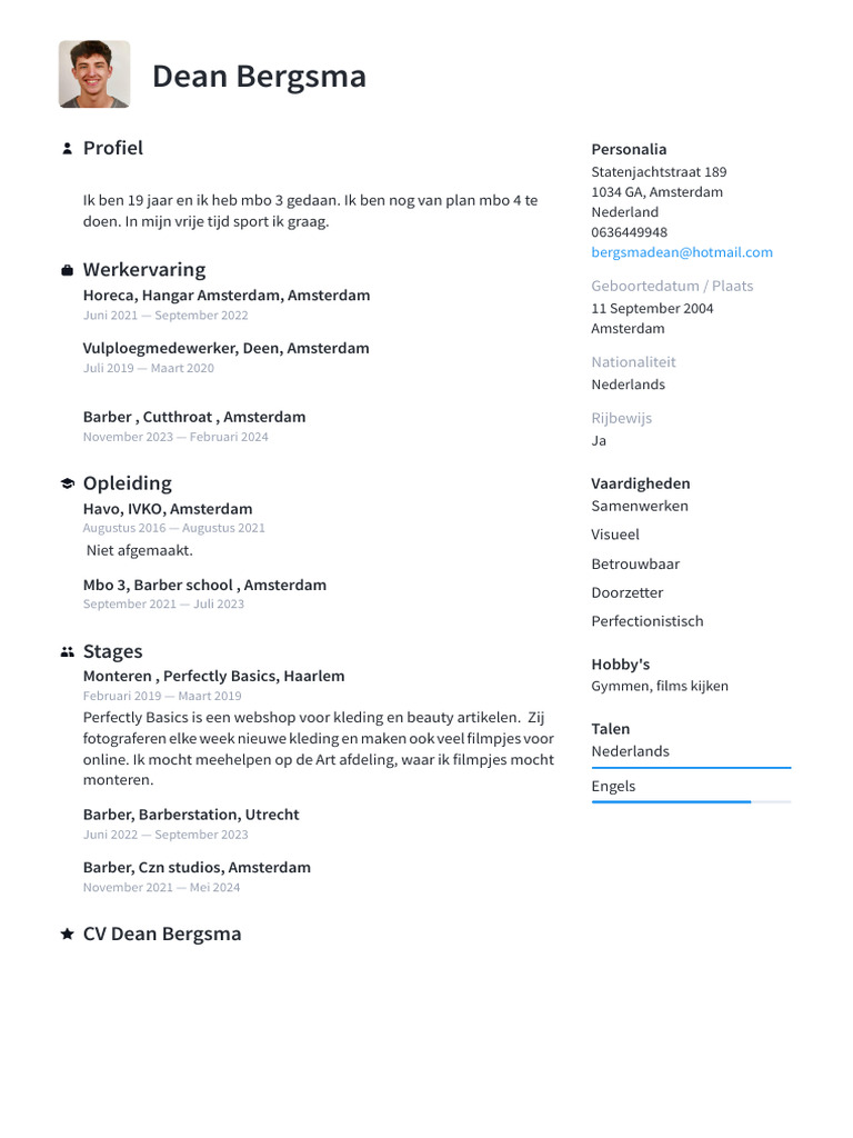 Dean - Bergsma CV | PDF