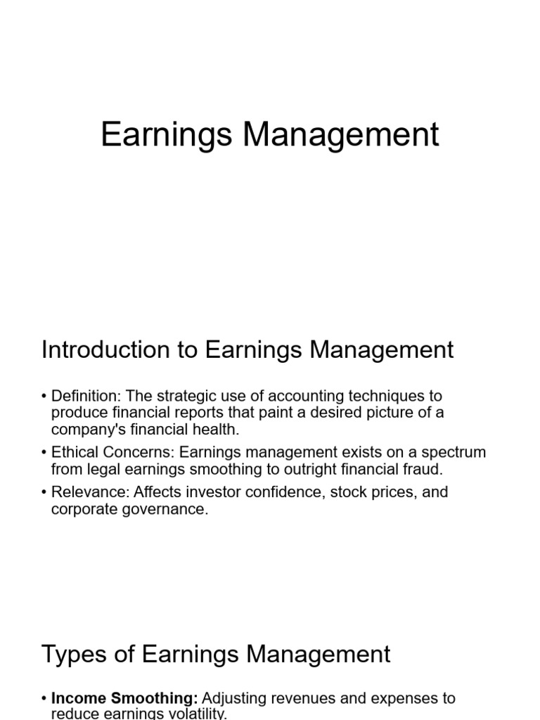 Earnings Management | PDF | Expense | Risk