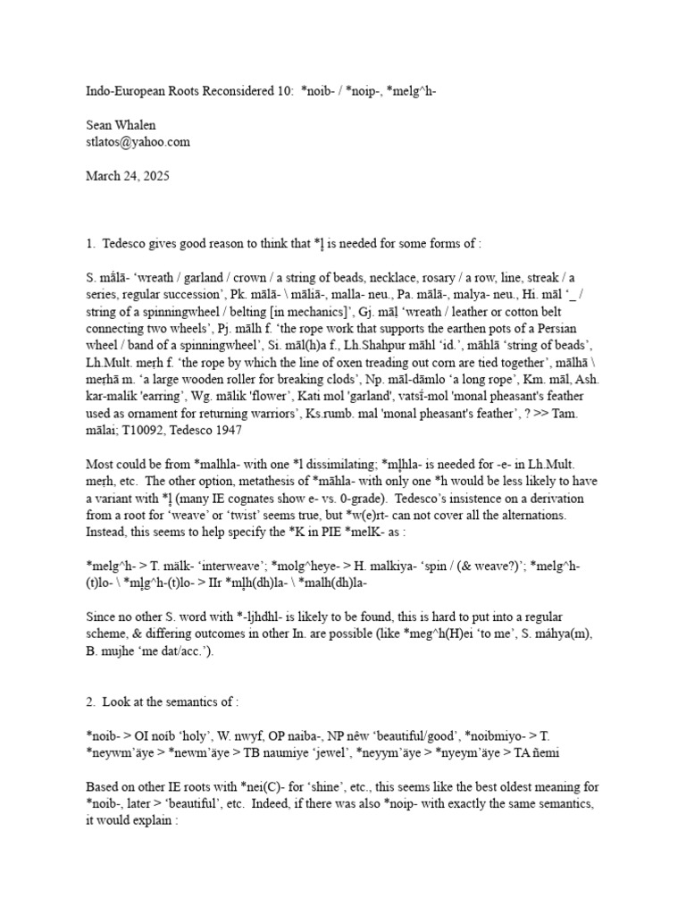 Indo-European Roots Analysis | PDF | Language Families | Linguistics