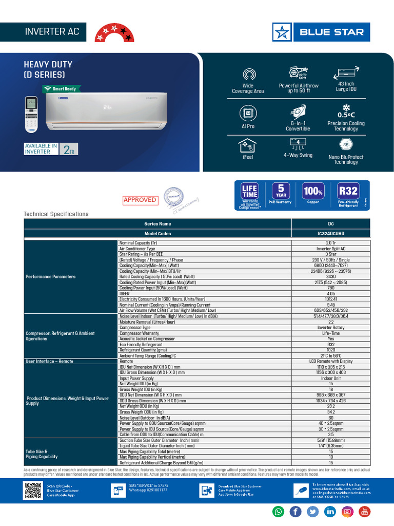 Bluestar 2 TR AC Datasheet | PDF | Power Inverter | Electrical Engineering