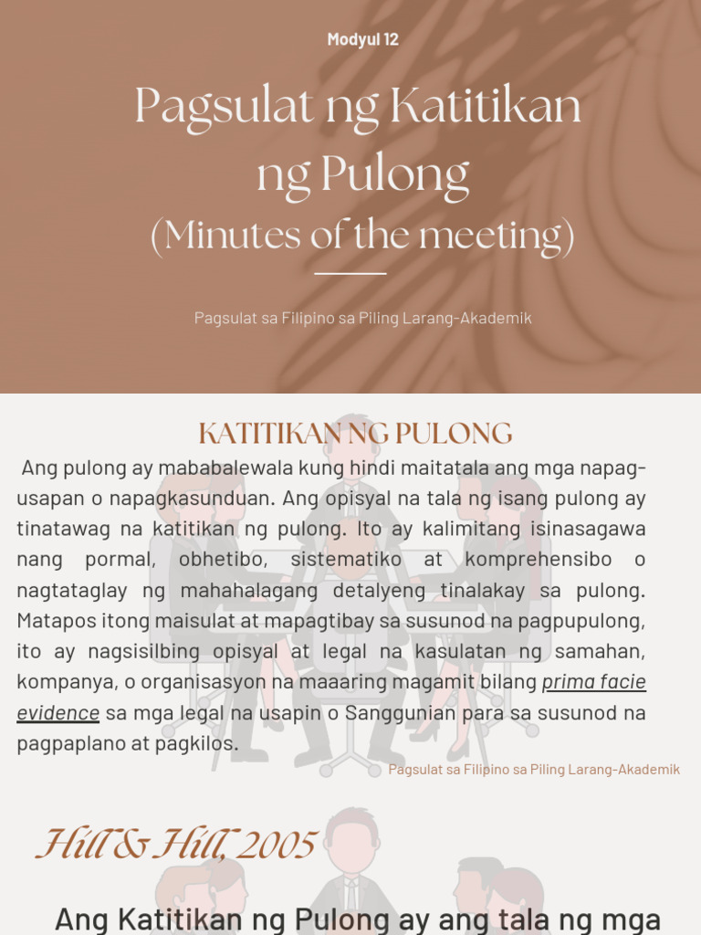 Modyul 12 Pagsulat NG Katitikan NG Pulong | PDF