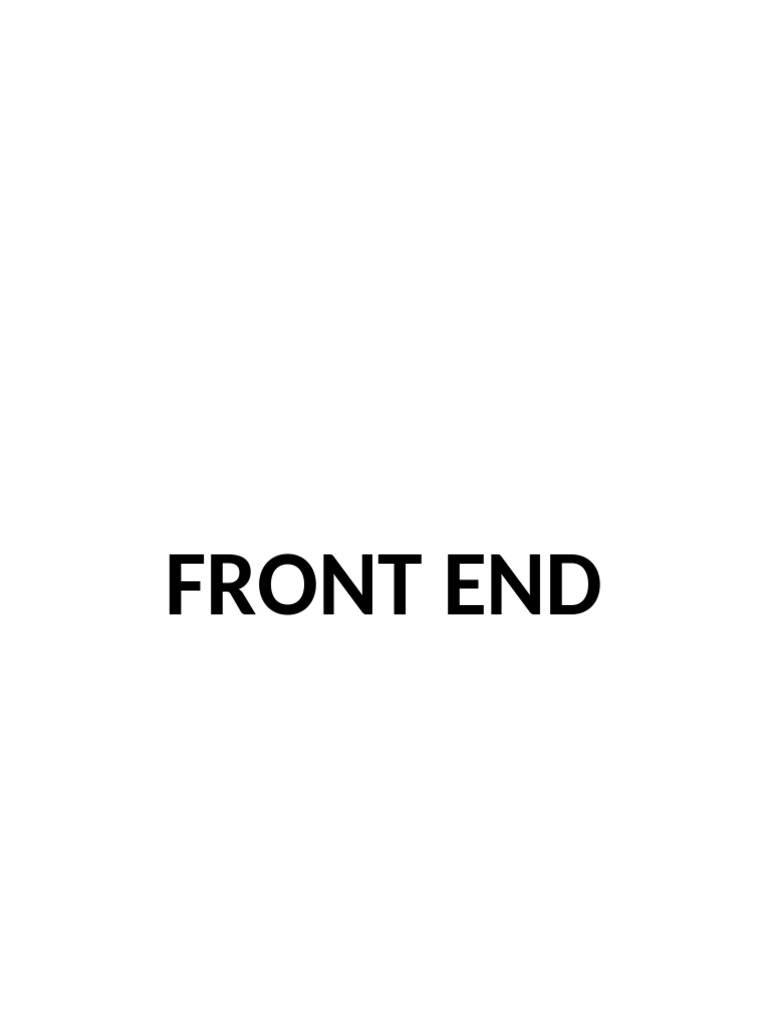 Front End | PDF