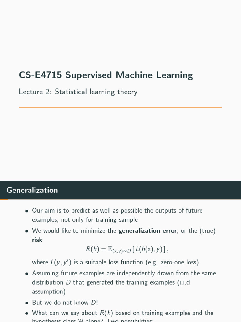 SML_Lecture2 | PDF | Machine Learning | Learning