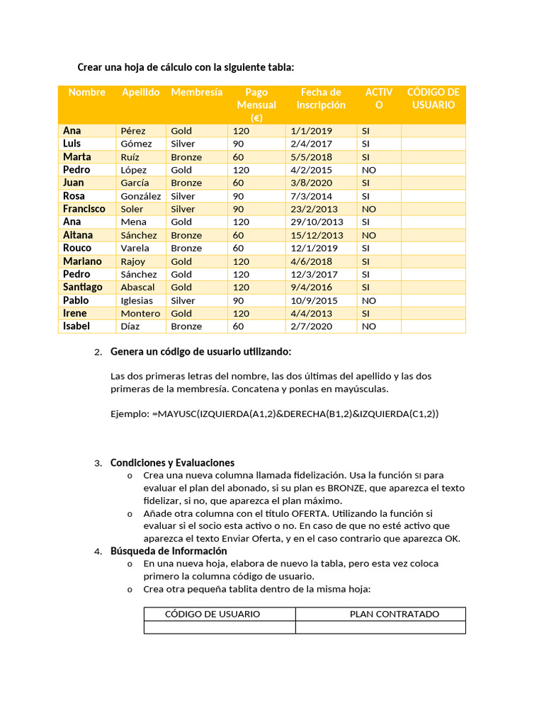 Ejercicio Repaso Excel 2 | PDF