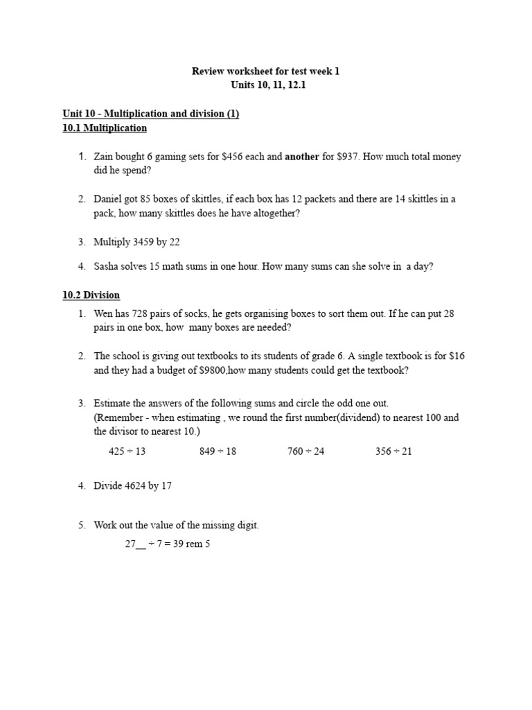 Review Worksheet Units 10, 11, 12.1 | PDF | Volume | Litre