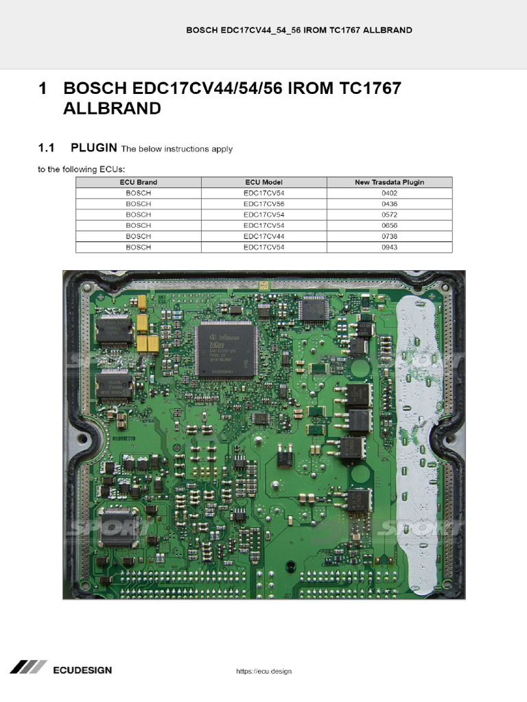 Pinout Bosch EDC17CV44 Irom TC1767 Allbrand | PDF