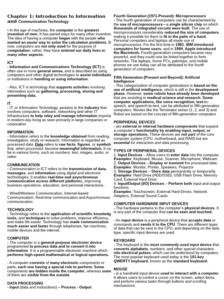 reviewer-in-IT-Prelims | PDF | Computer Hardware | Input/Output