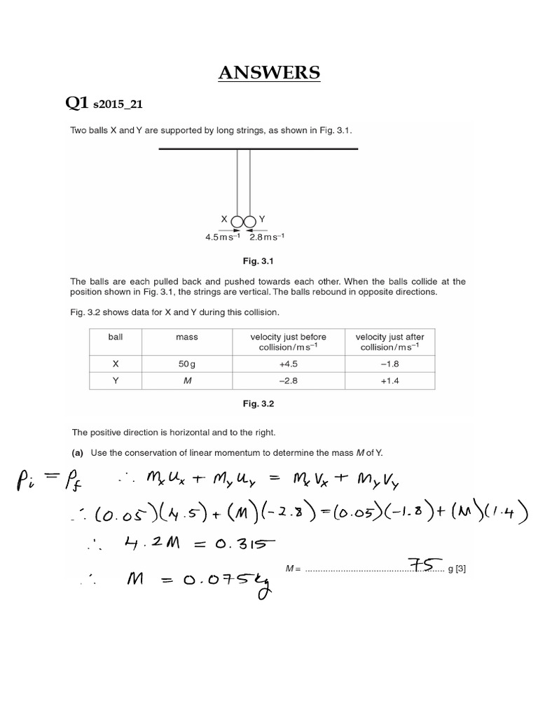 Momentum Question - ANSWERS | PDF