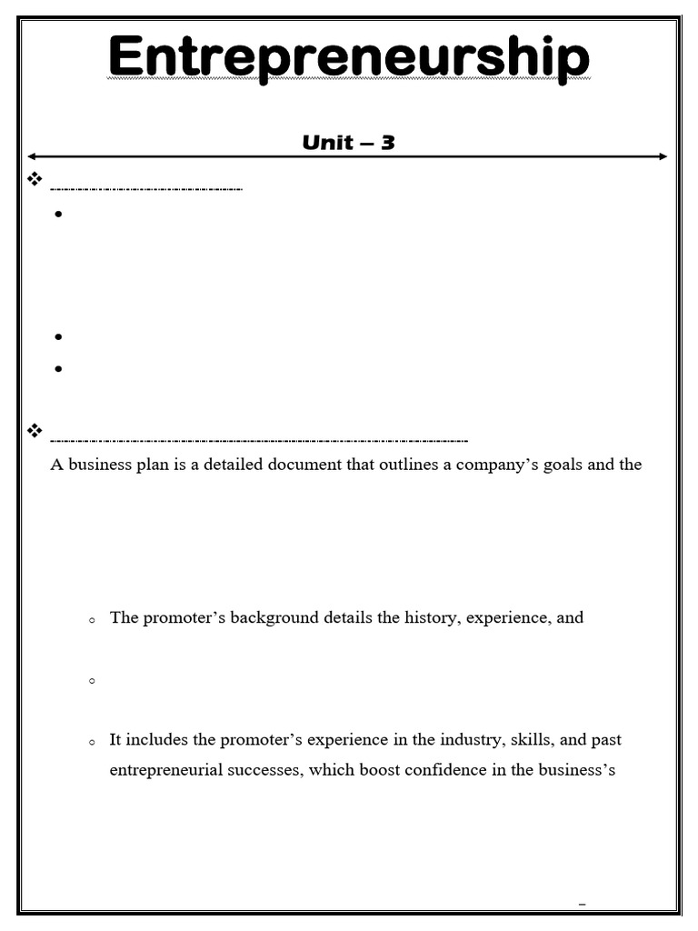 Unit - 3 Entrepreneurship Notes | PDF | Business Plan | Brand