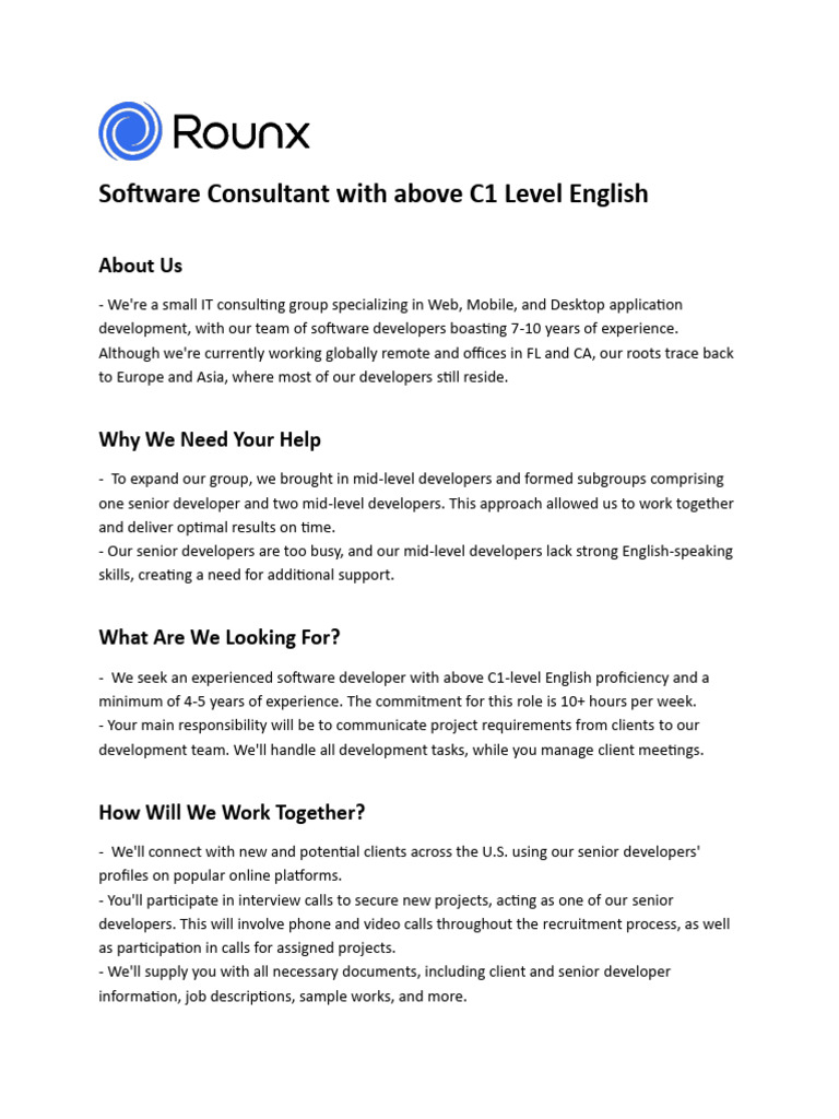 Software Consultant With Above C1 Level English | PDF