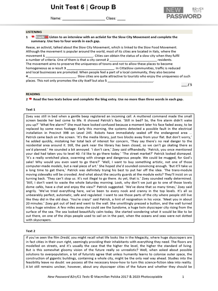 New Password B2+ C1 UT 6B | PDF | Linguistics