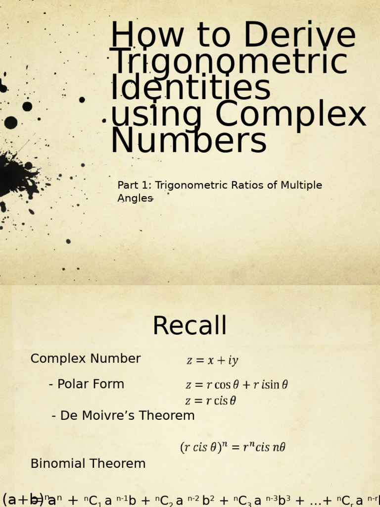 How To Derive Trigonometric Identities Using Complex Numbers | PDF