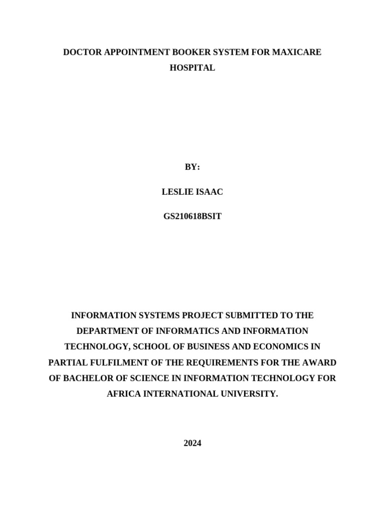 Doctor Appointment Booker System For Maxicare Hospital | PDF ...