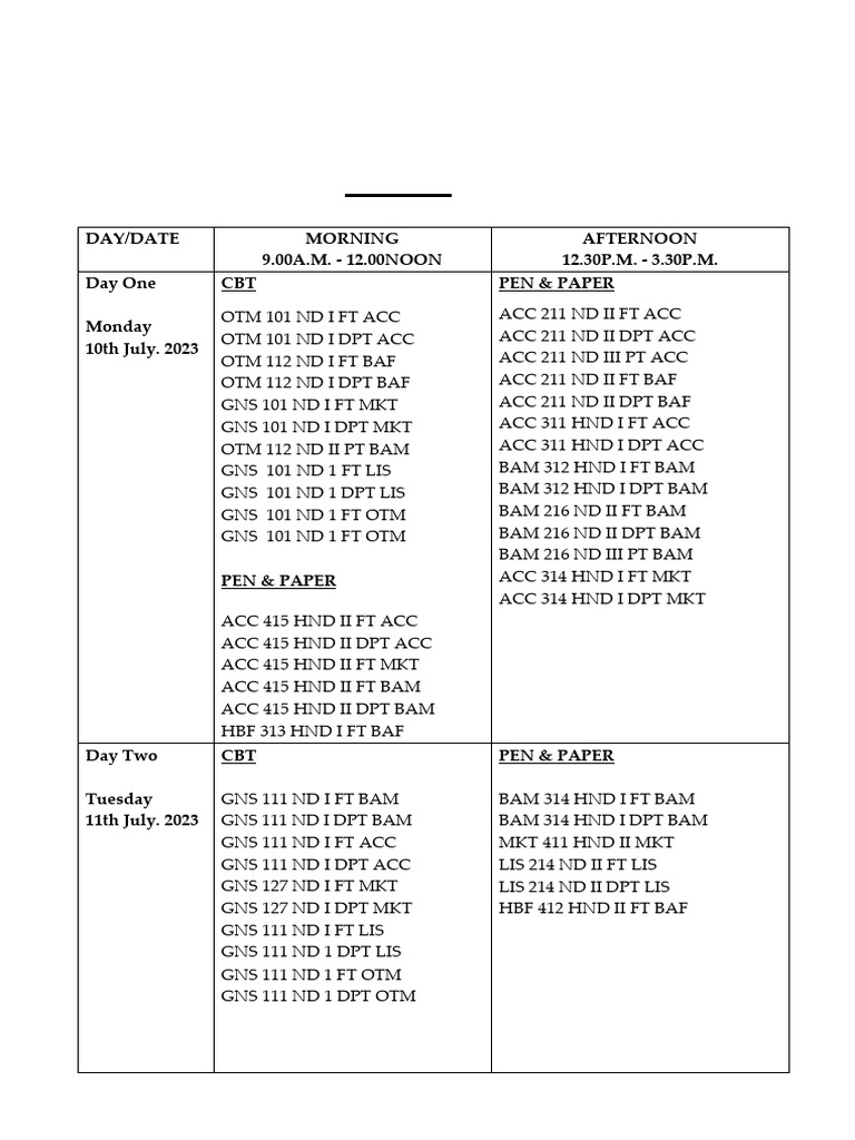 SBMS SCIS SGAS FINAL TIME TABLE_091128 | PDF