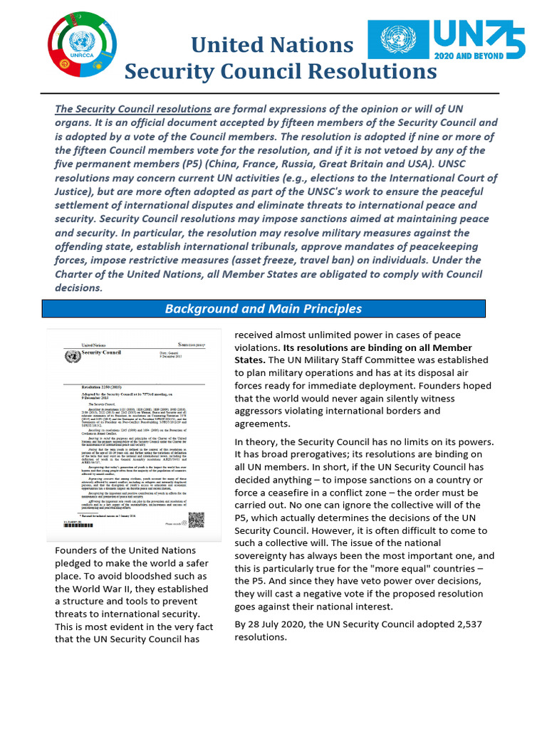 6-Unrcca Handout Unsc Resolutions Eng 2020 1 2 | PDF | United Nations ...