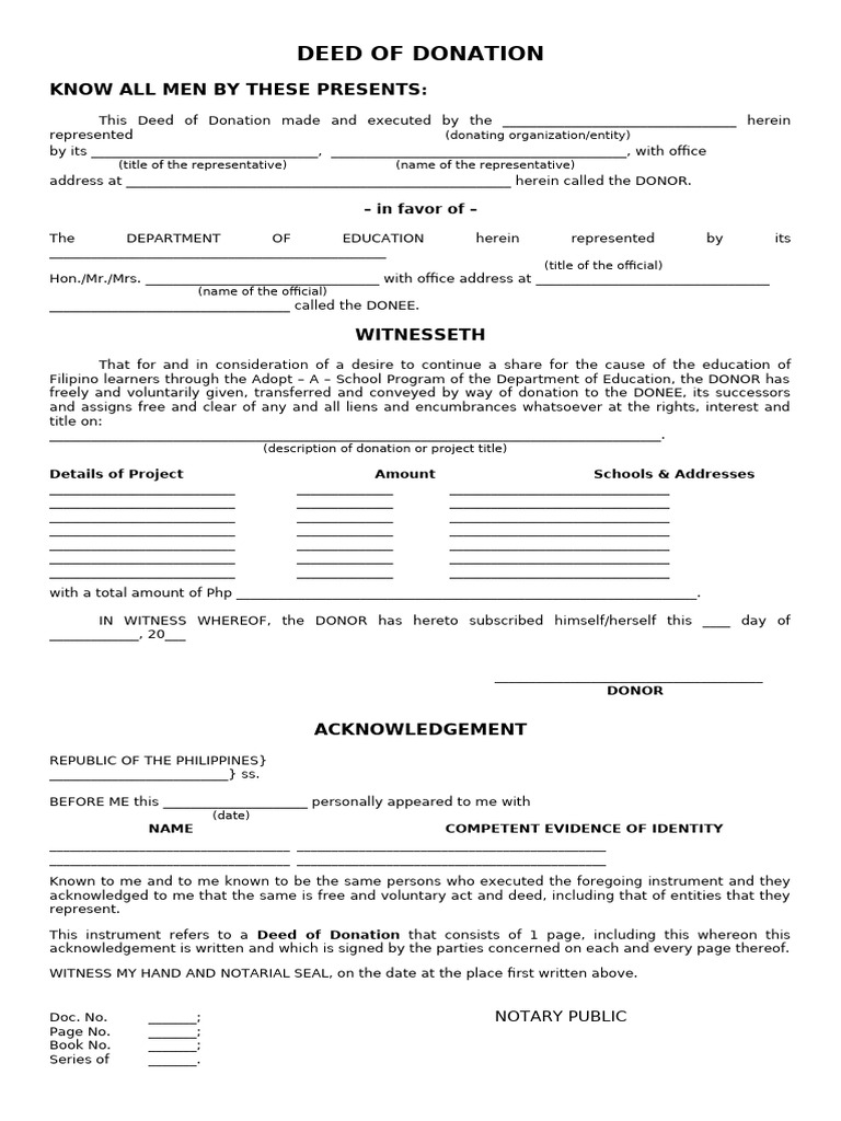 Deed of Donation & Acceptance | PDF | Private Law | Natural Resources Law