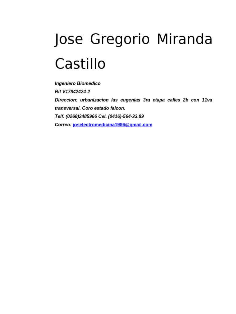 Jose Gregorio Miranda Castillo | PDF