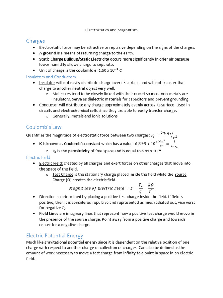 Electrostatics vs Magnetism Explained | PDF | Magnetism | Magnetic Field
