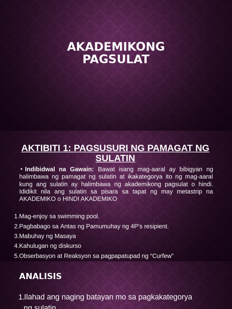 Akademikong Pagsulat Part 3 | PDF