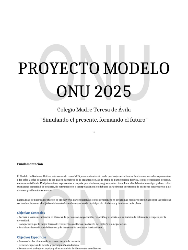 Proyecto Modelo Onu 2025 Completo Con Cronograma | PDF | Autoritarismo ...