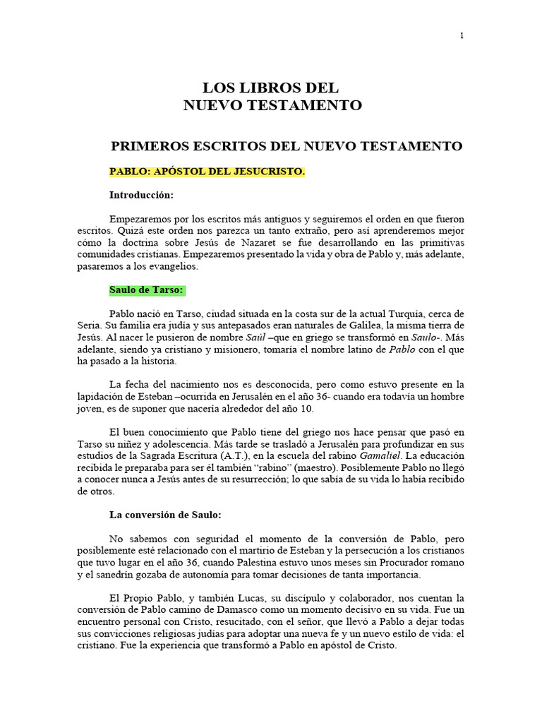 Libros del Nuevo Testamento y Pablo | PDF | Pablo el apóstol | Jesús